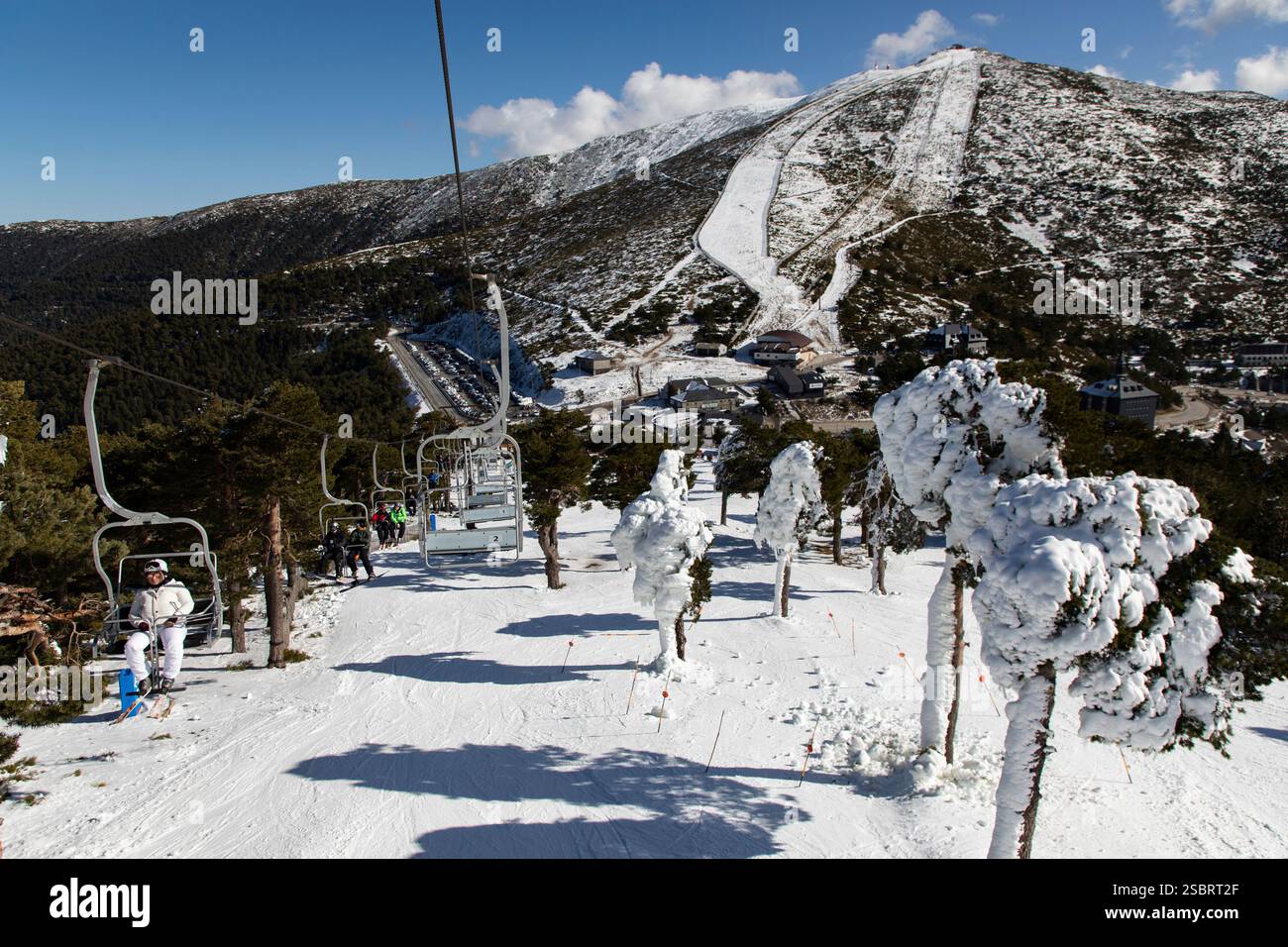 Ski slopes at the Puerto de Navacerrada ski resort, on February 4, 2025 ...