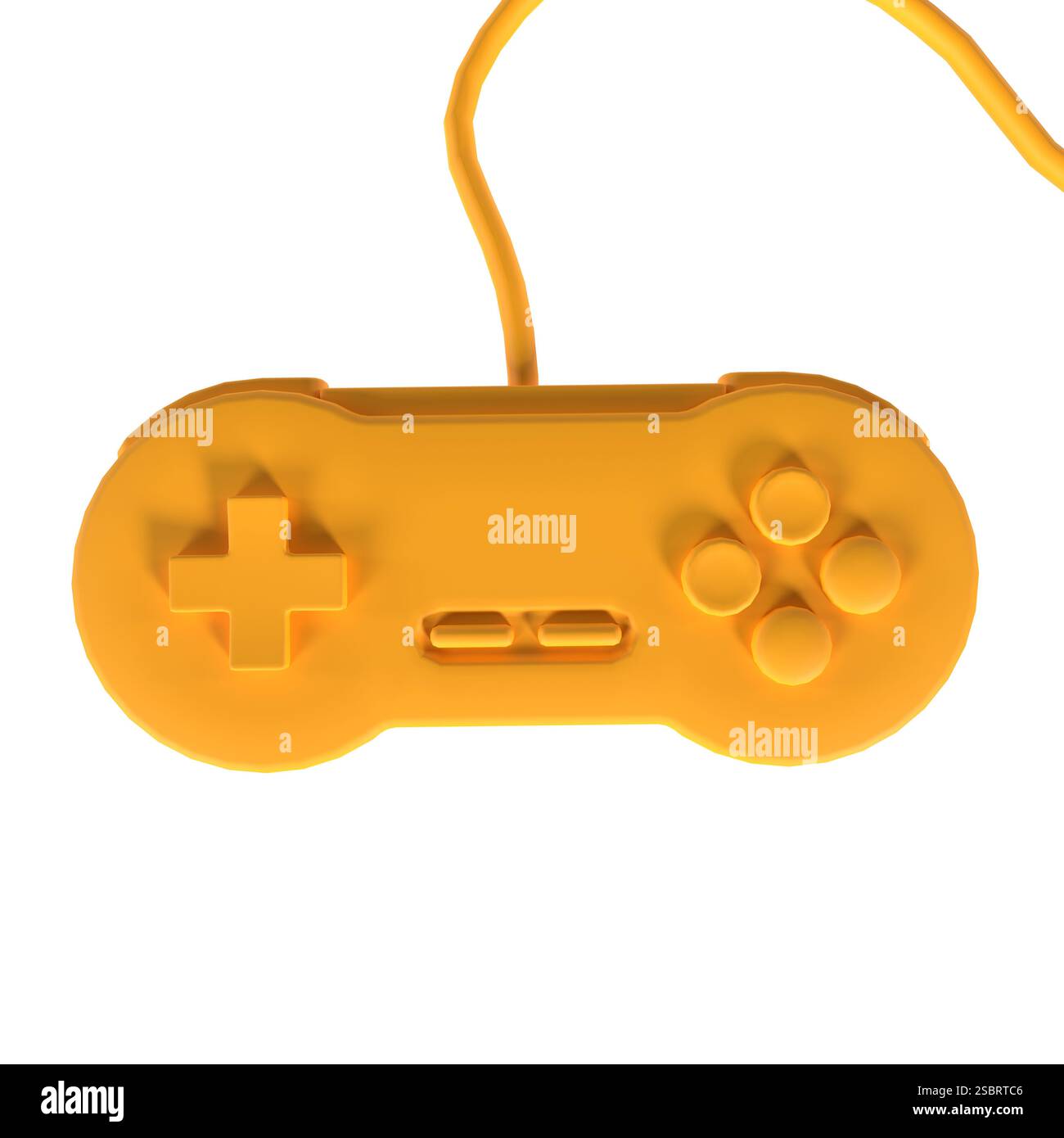 A playful yellow game controller featuring classic buttons and a cord ...