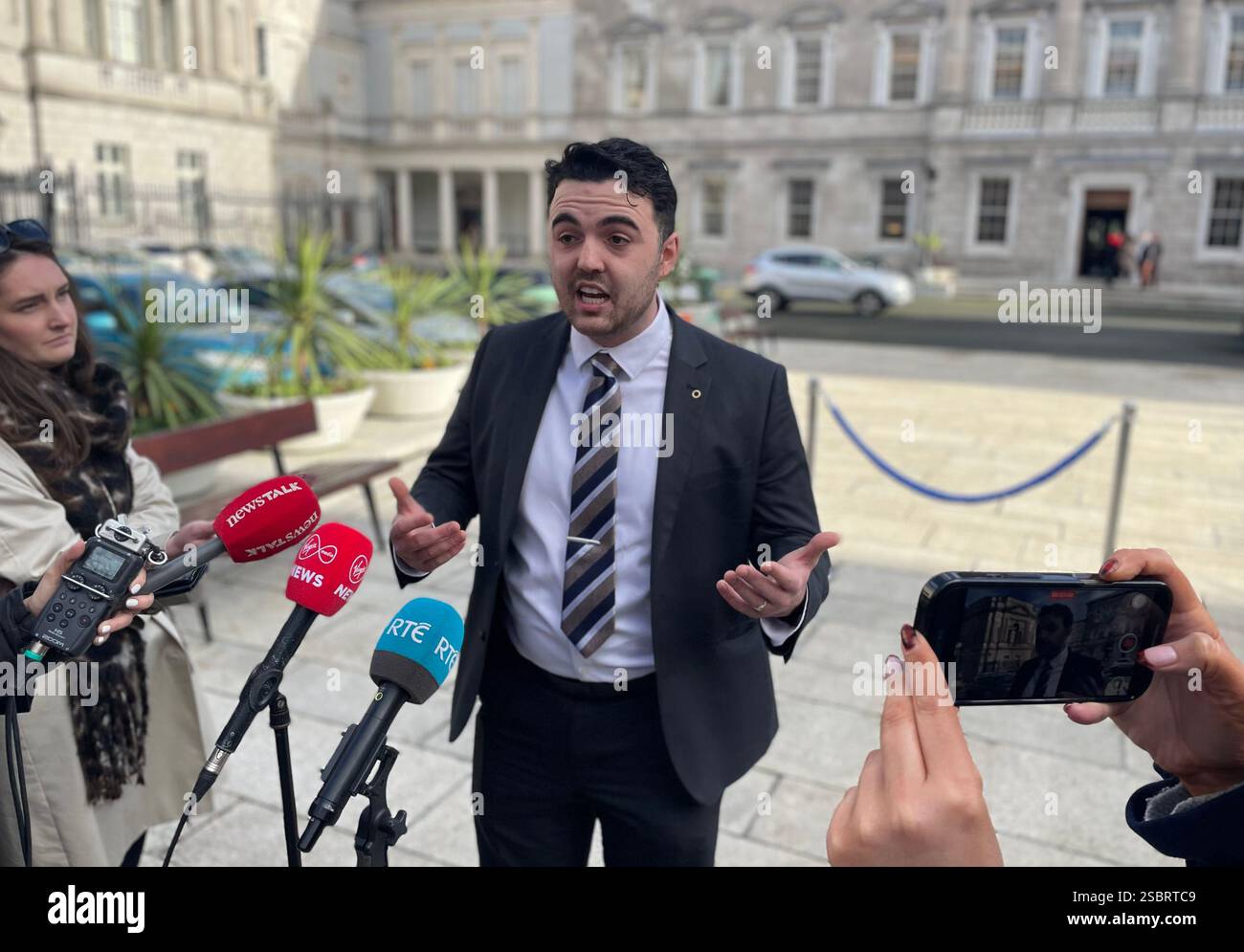 Dublin Bay North TD Barry Henegan speaking to media outside Leinster ...
