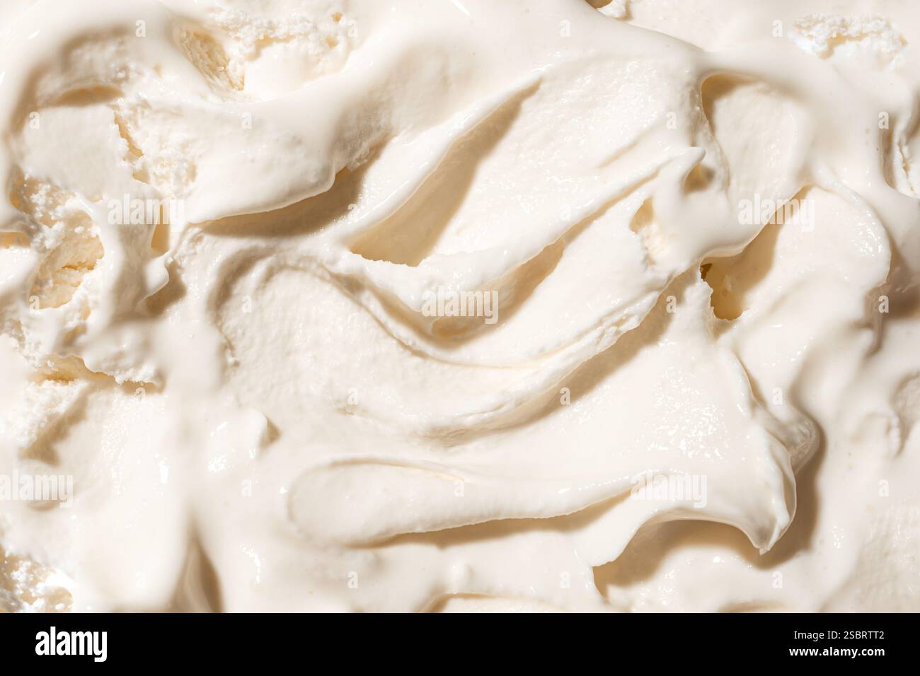 White vanilla ice cream texture close up. Homemade fresh frozen yogurt ...