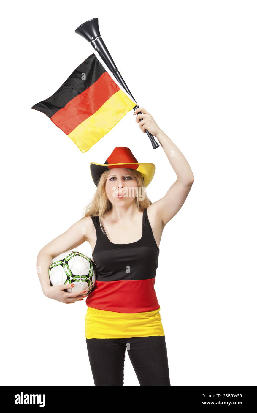 Full isolated portrait of a beautiful german soccer fan Stock Photo - Alamy
