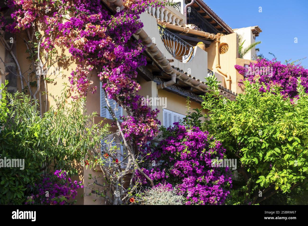 Mediterranean architecture in the idyllic town of Cala Fornells, Spain ...