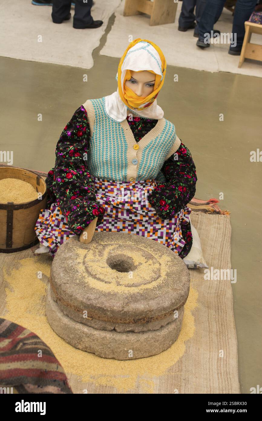 Handmade manual equipment grind mill. Traditional stone handmill Stock ...