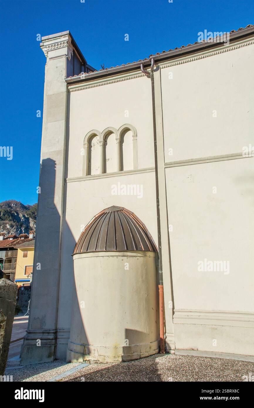 Side view of the C17th Santa Maria delle Grazie parish church showing a ...