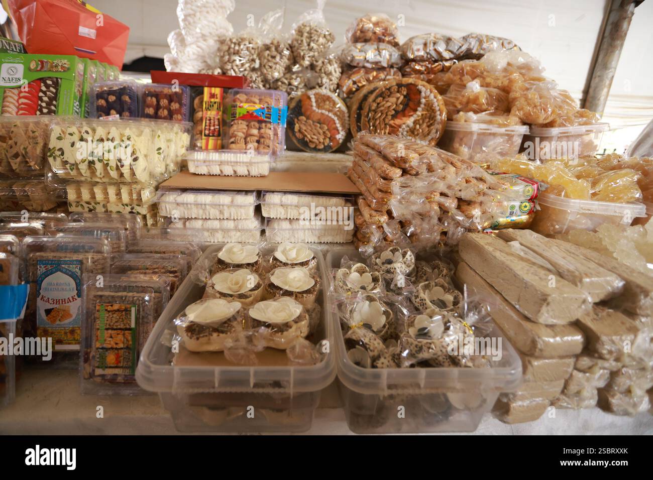 a different type of traditional biscuits and uzbek baked items is on ...