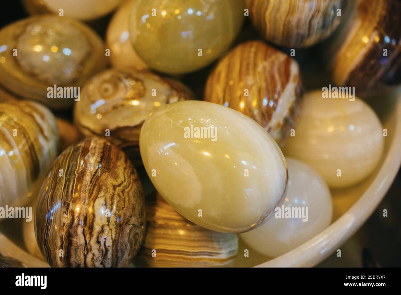 Bright Colorful marble eggs as natural mineral rock specimen Stock ...