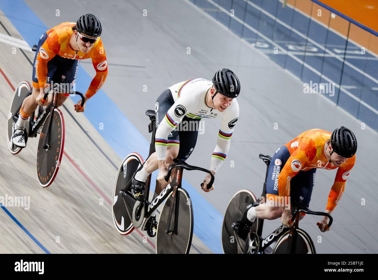 APELDOORN - Daan Kool, Harrie Lavreysen and Tijmen van Loon during a ...