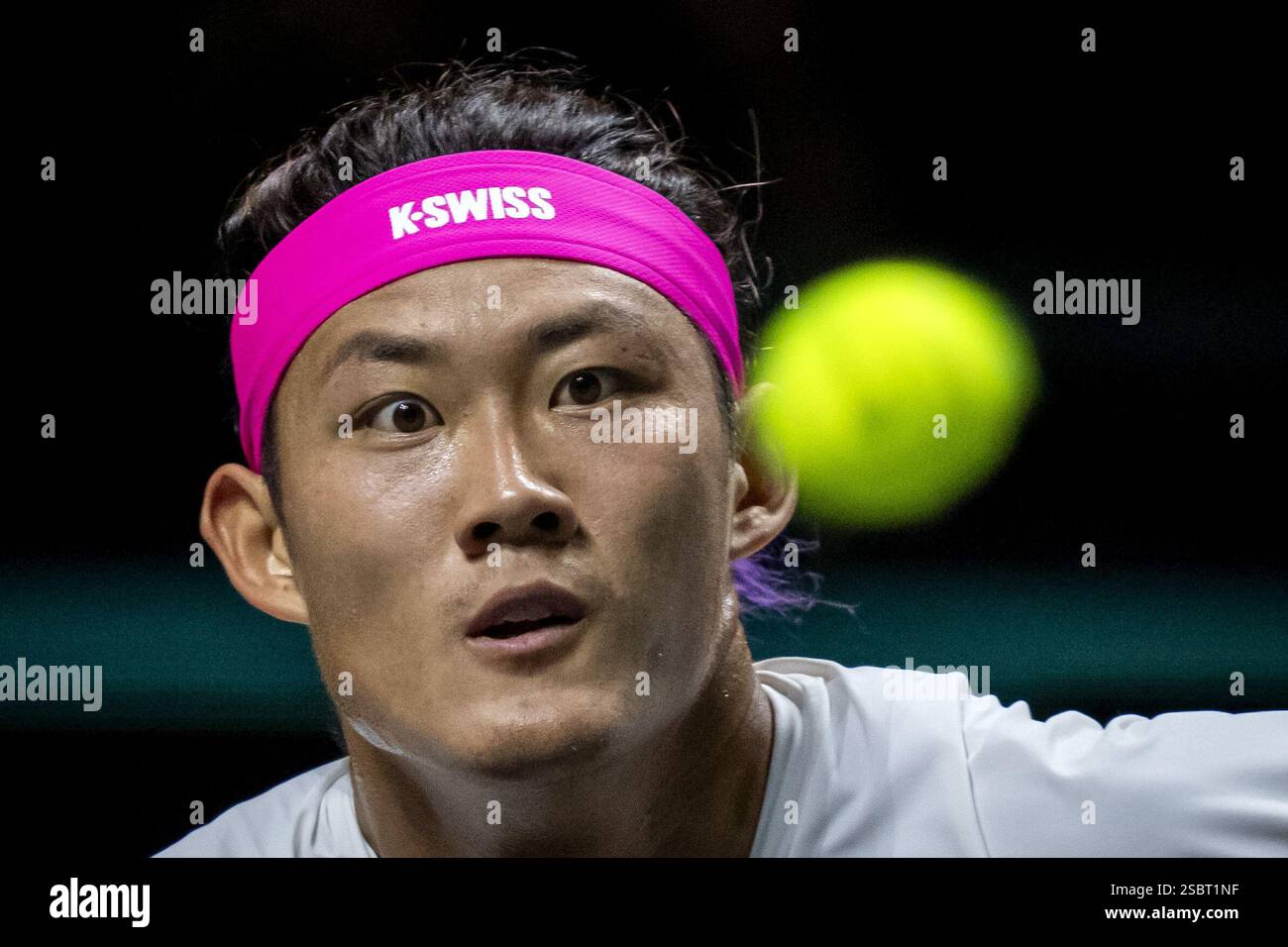 Rotterdam, Netherlands. 04th Feb, 2025.ROTTERDAM - Zhizhen Zhang (CHN) in action against Andrey ...
