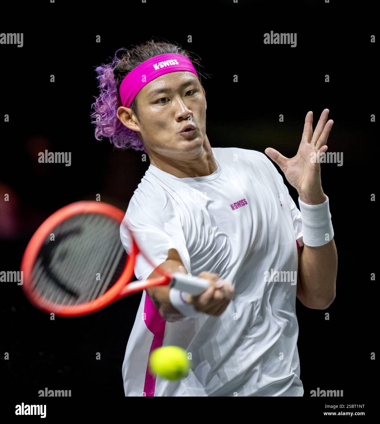 Rotterdam, Netherlands. 04th Feb, 2025.ROTTERDAM - Zhizhen Zhang (CHN) in action against Andrey ...