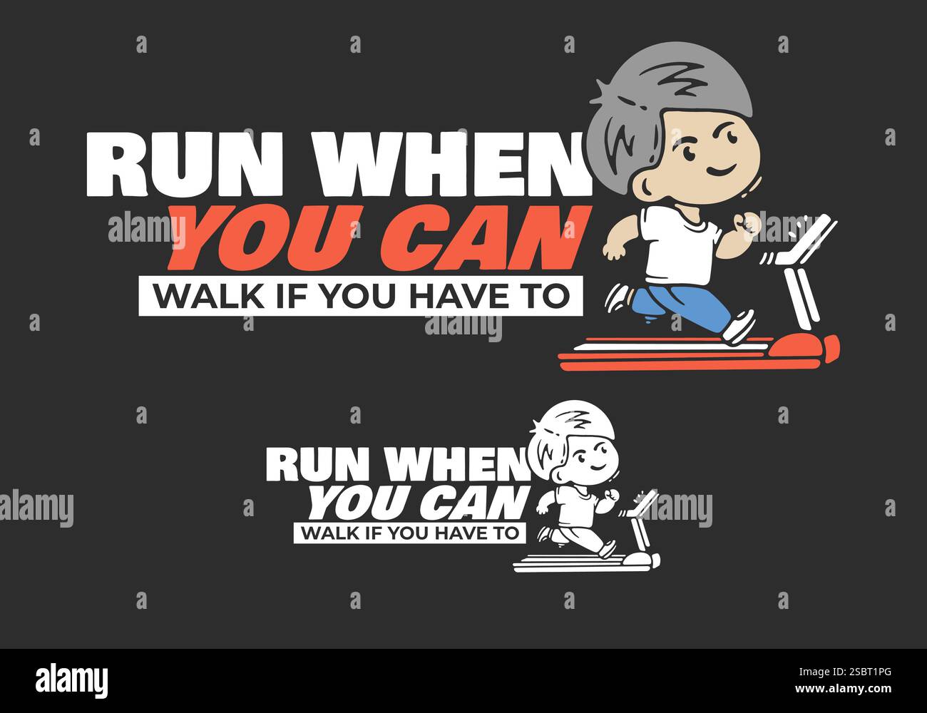 Chibi boy runner running of treadmill, flat illustration character ...