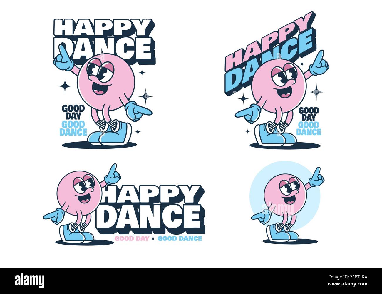 Cute dancer mascot character in pink colors. in 4 version Stock Vector ...