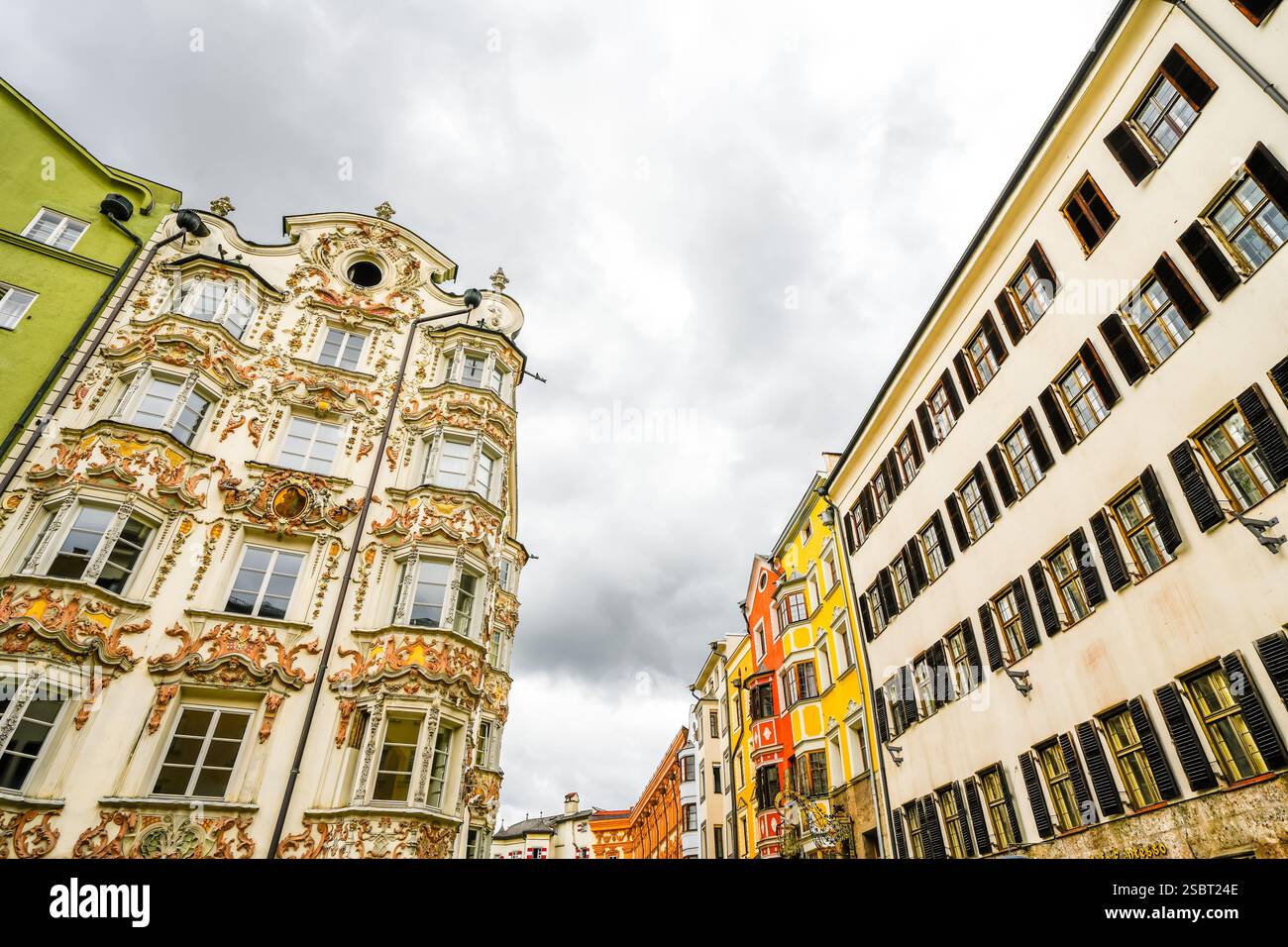View of old buildings in Innsbruck. Architecture of the city Stock ...
