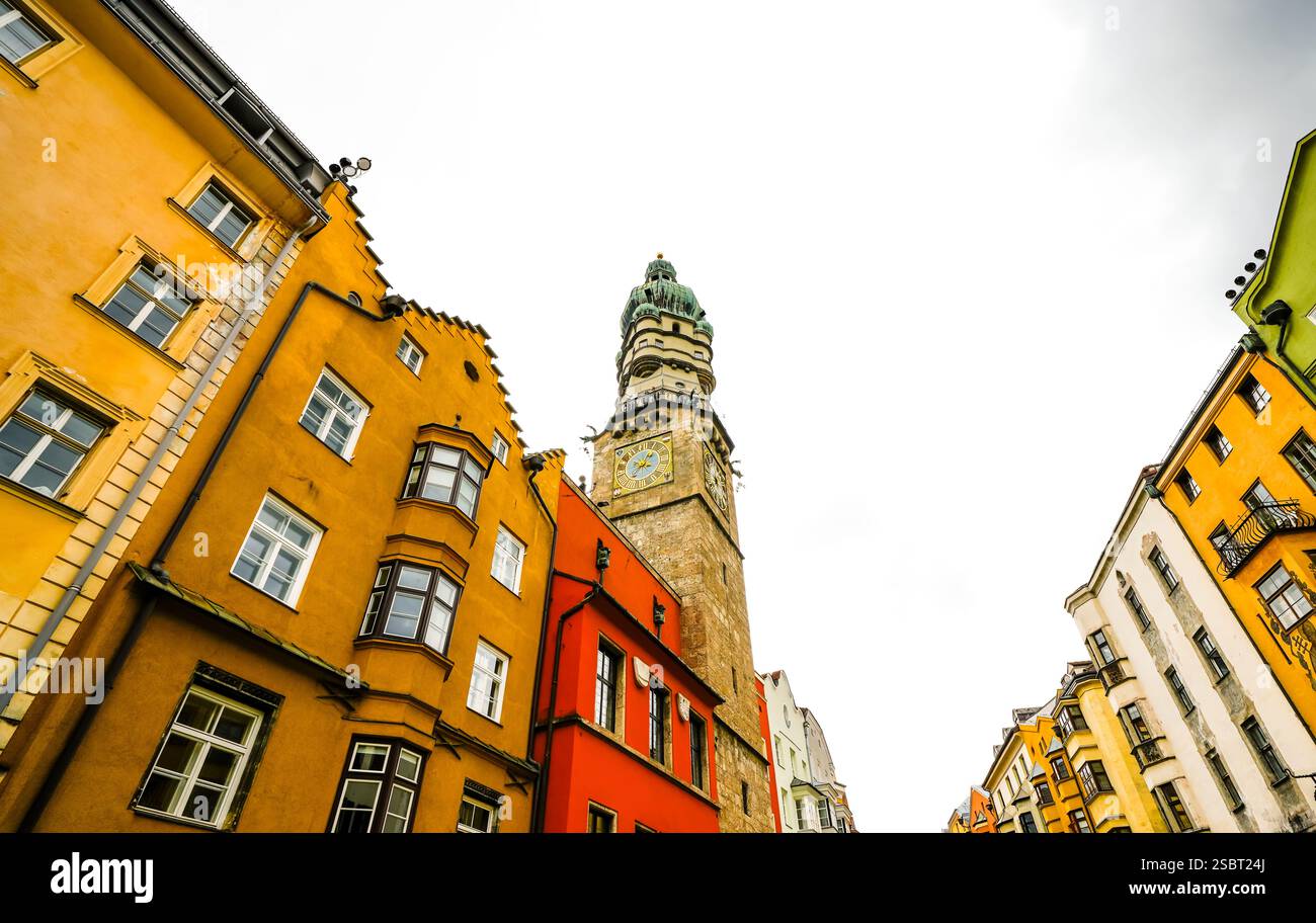 View of old buildings in Innsbruck. Architecture of the city Stock ...