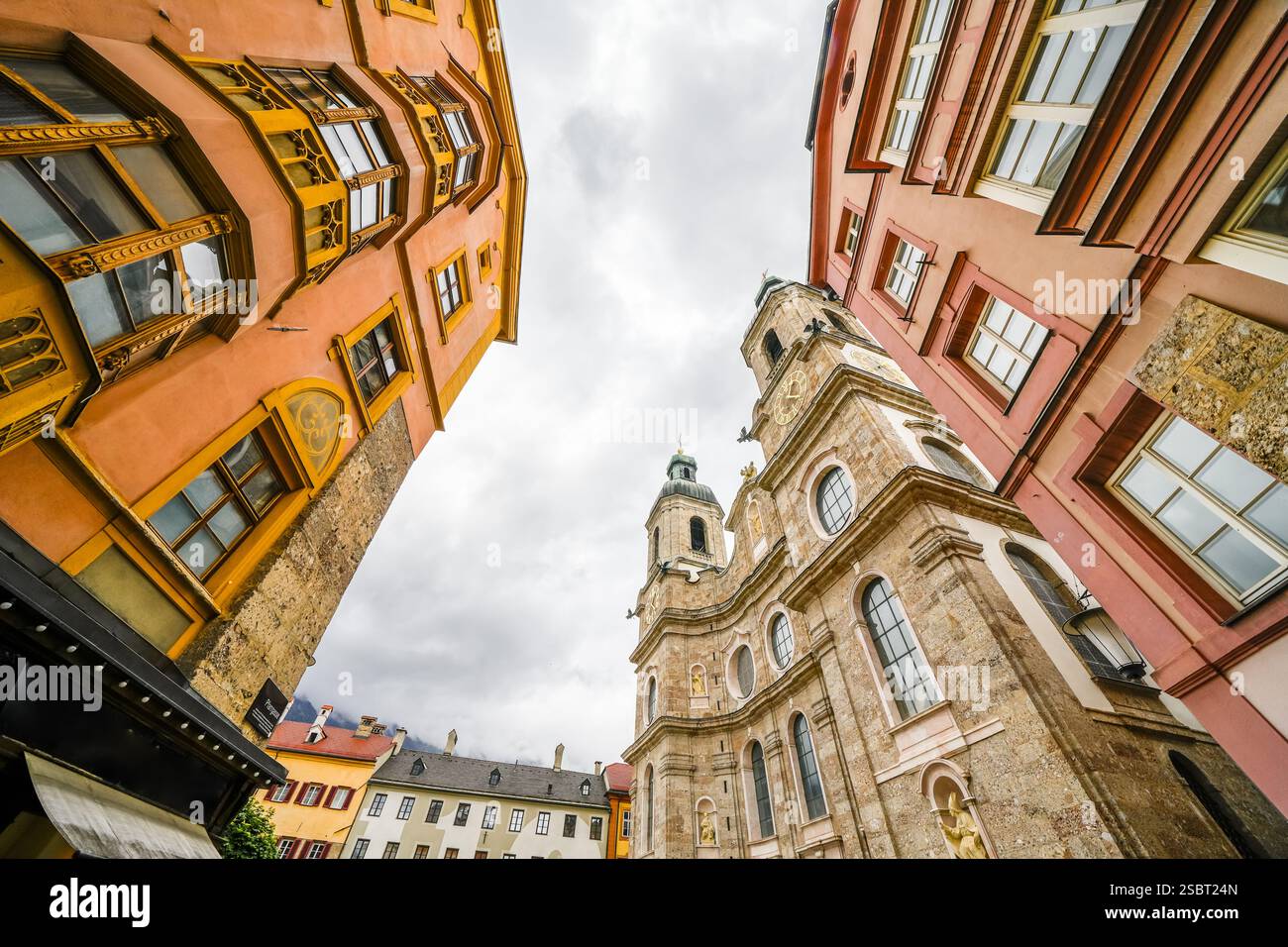 View of old buildings in Innsbruck. Architecture of the city Stock ...