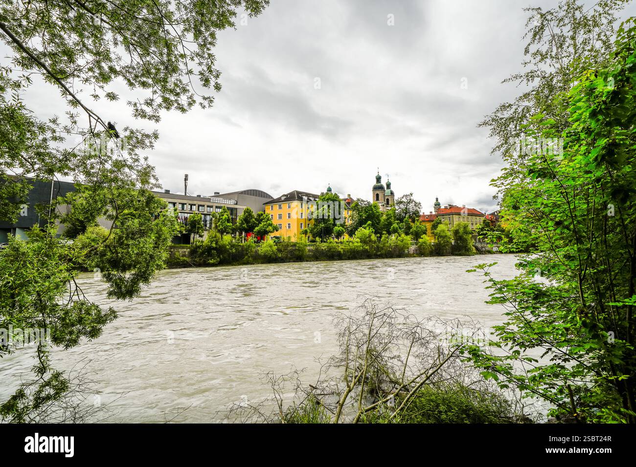 View of old buildings in Innsbruck. Architecture of the city on the Inn ...