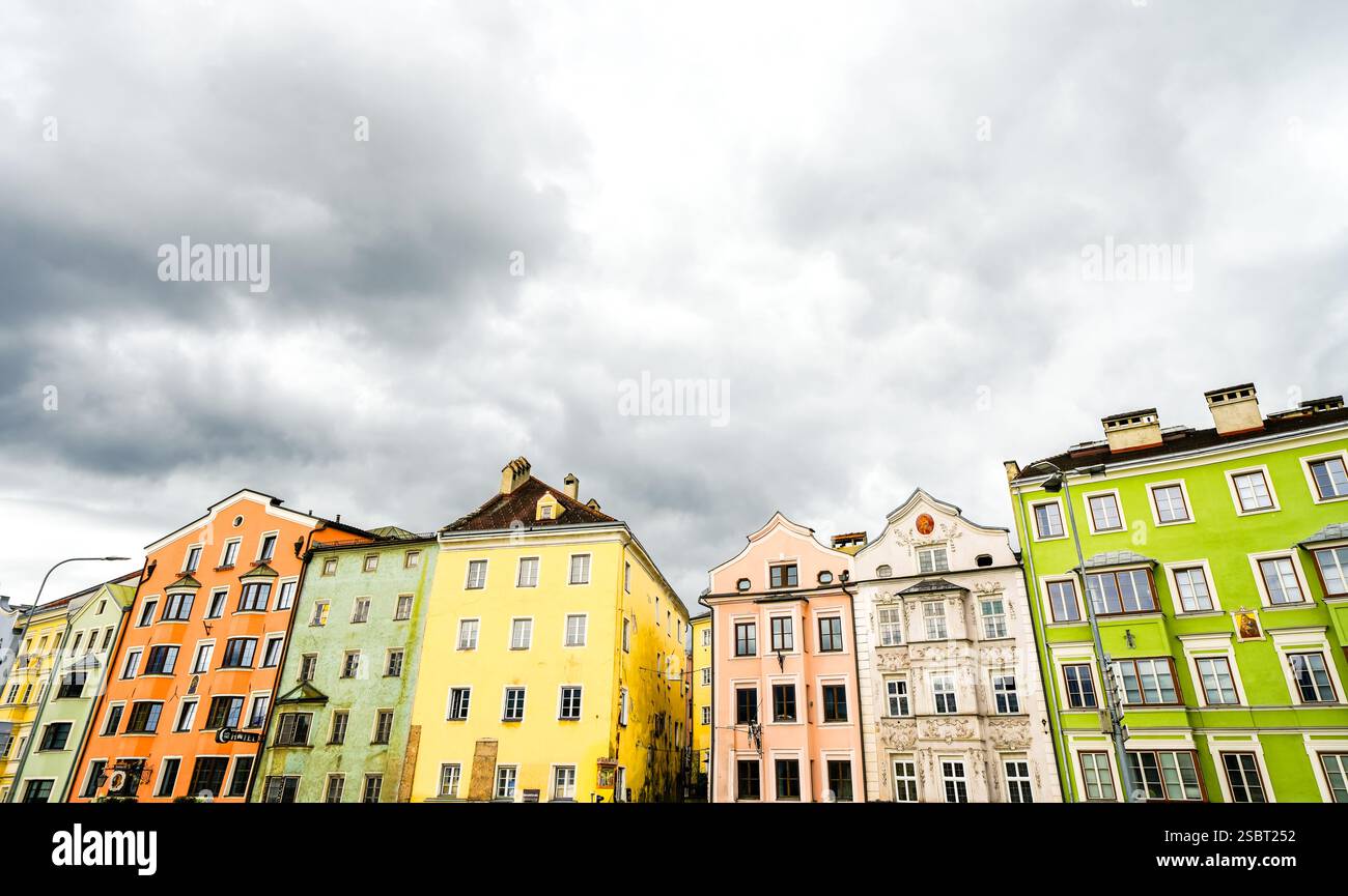View of old buildings in Innsbruck. Architecture of the city Stock ...