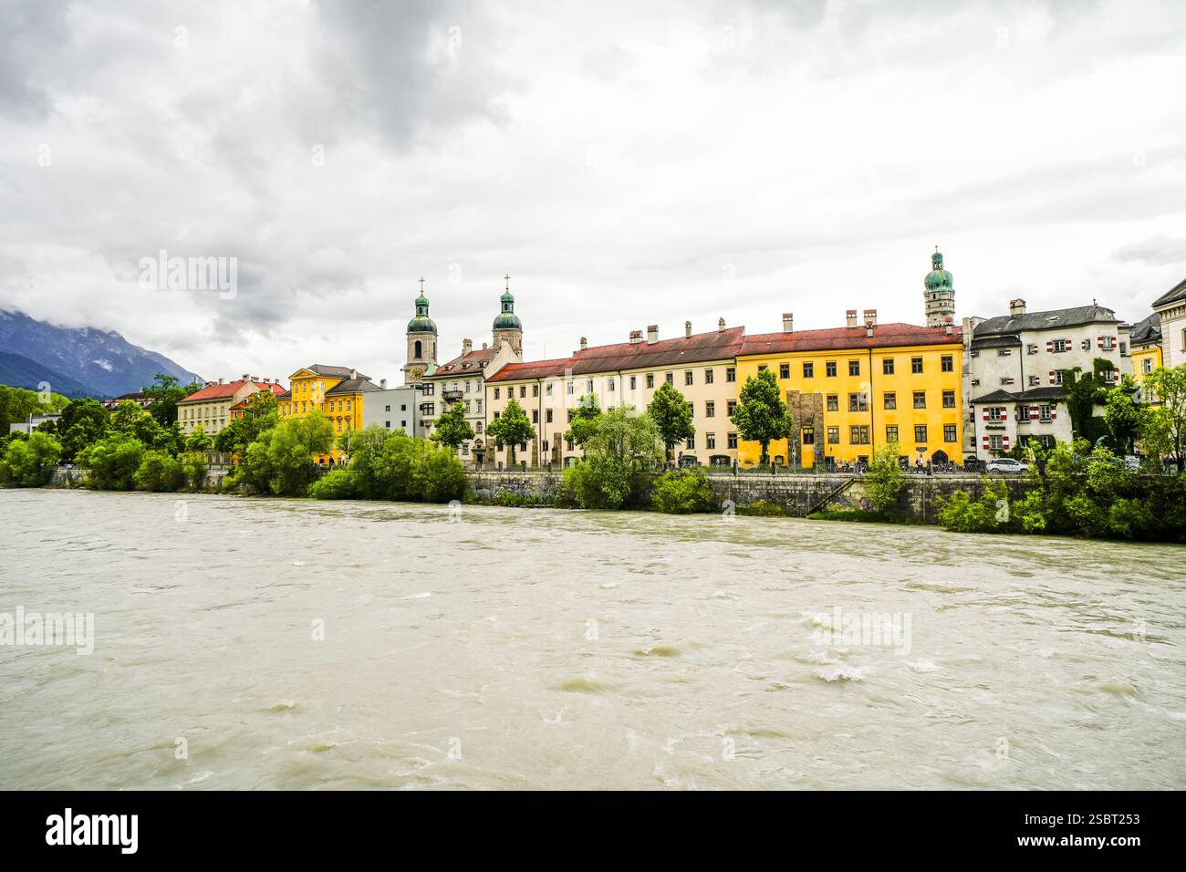 View of old buildings in Innsbruck. Architecture of the city on the Inn ...