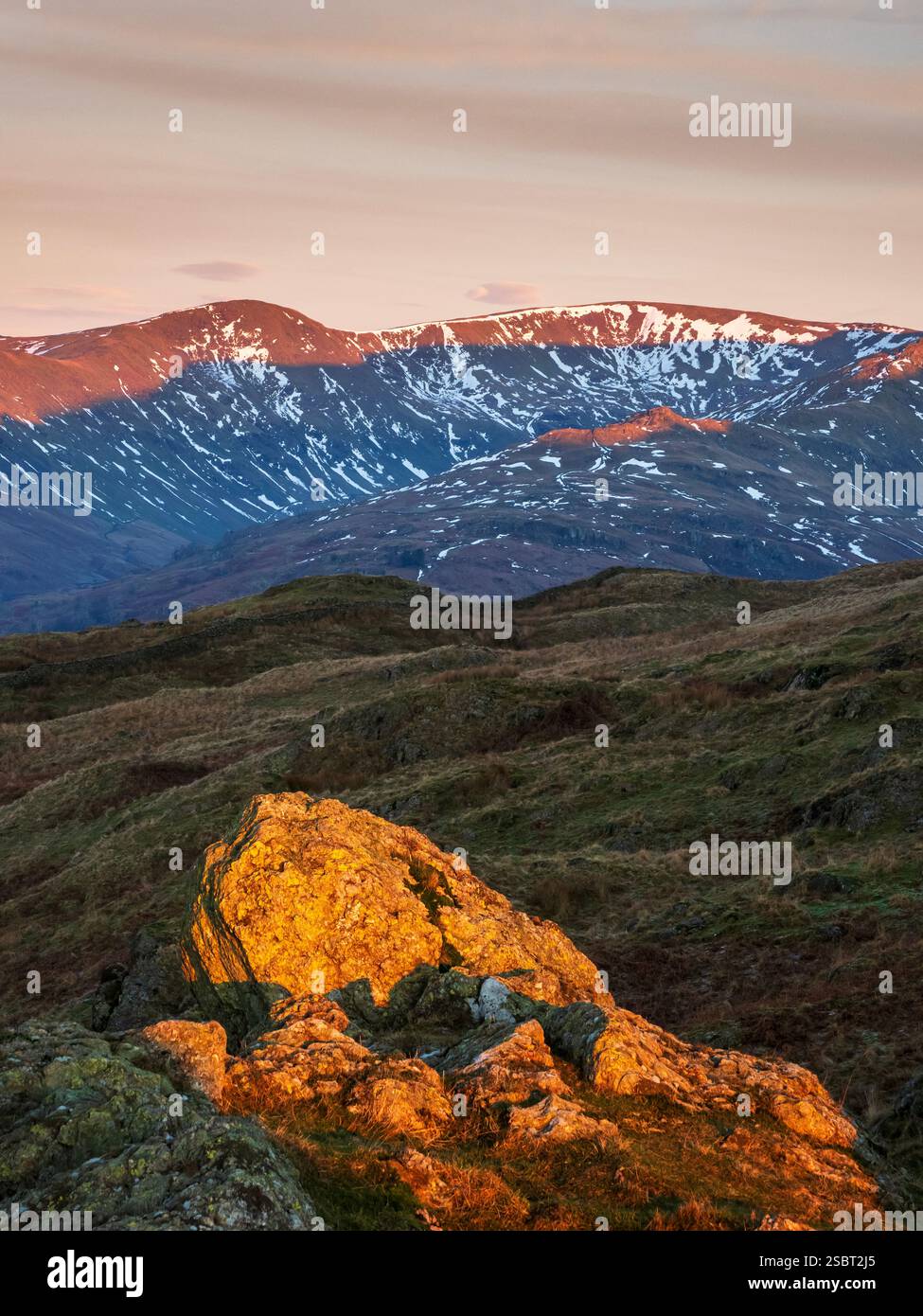 Sunrise over Fairfield from Wansfell above Ambleside, KLake District ...