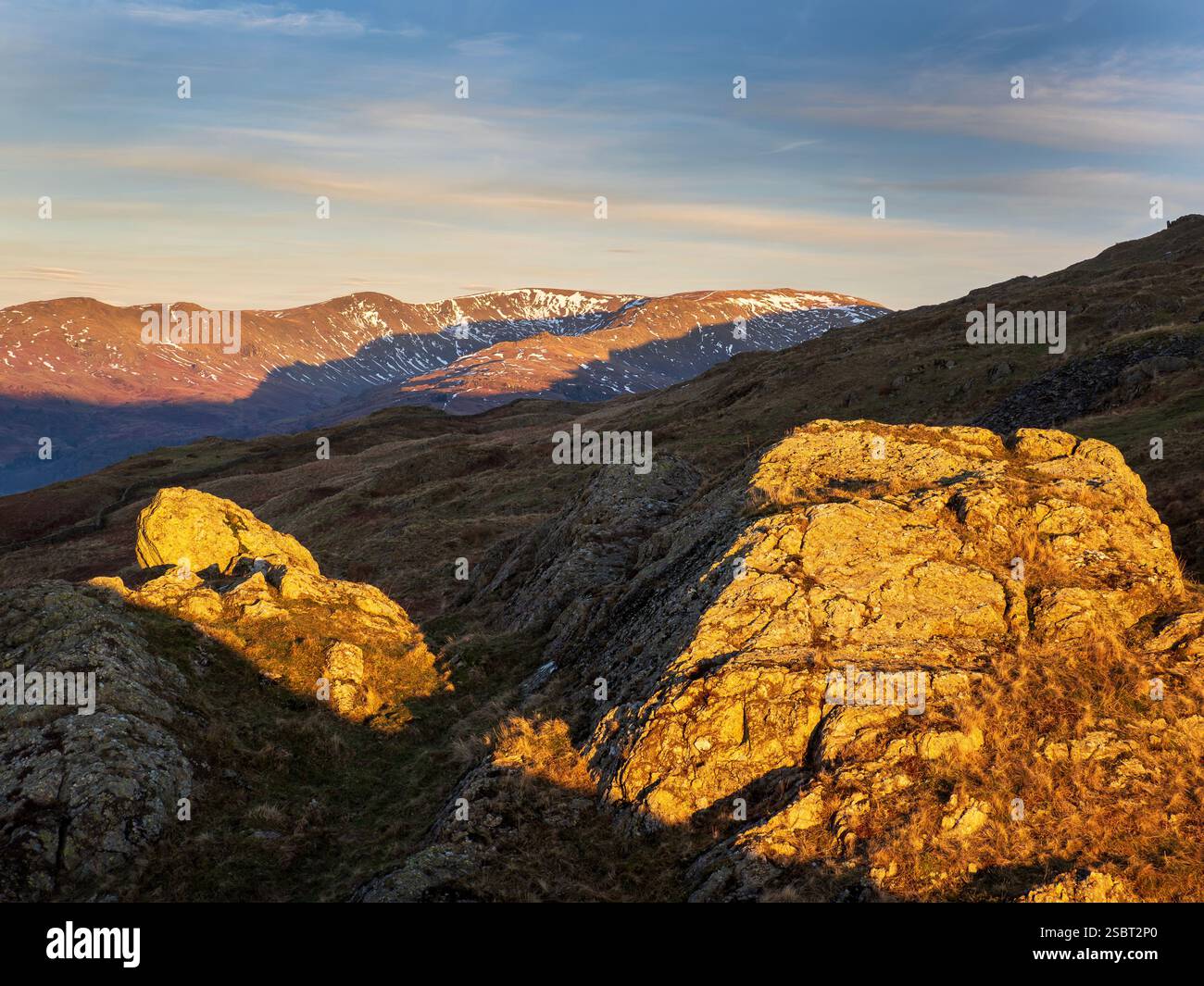 Sunrise over Fairfield from Wansfell above Ambleside, KLake District ...