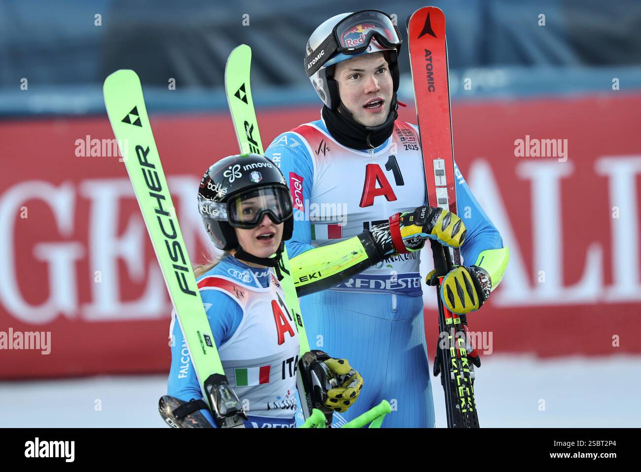 Italy's Lara Della Mea, left, and Alex Vinatzer during an alpine ski ...