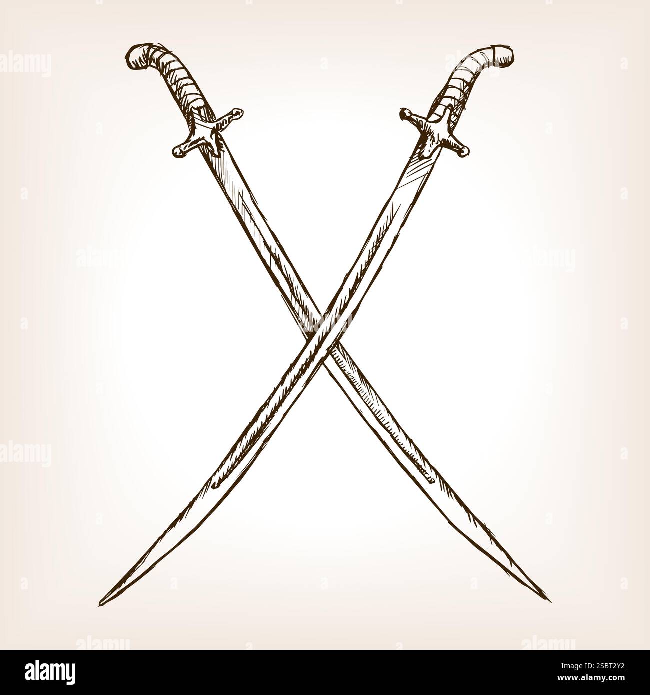 Crossed sabres hand drawn sketch style vector Stock Vector Image & Art ...