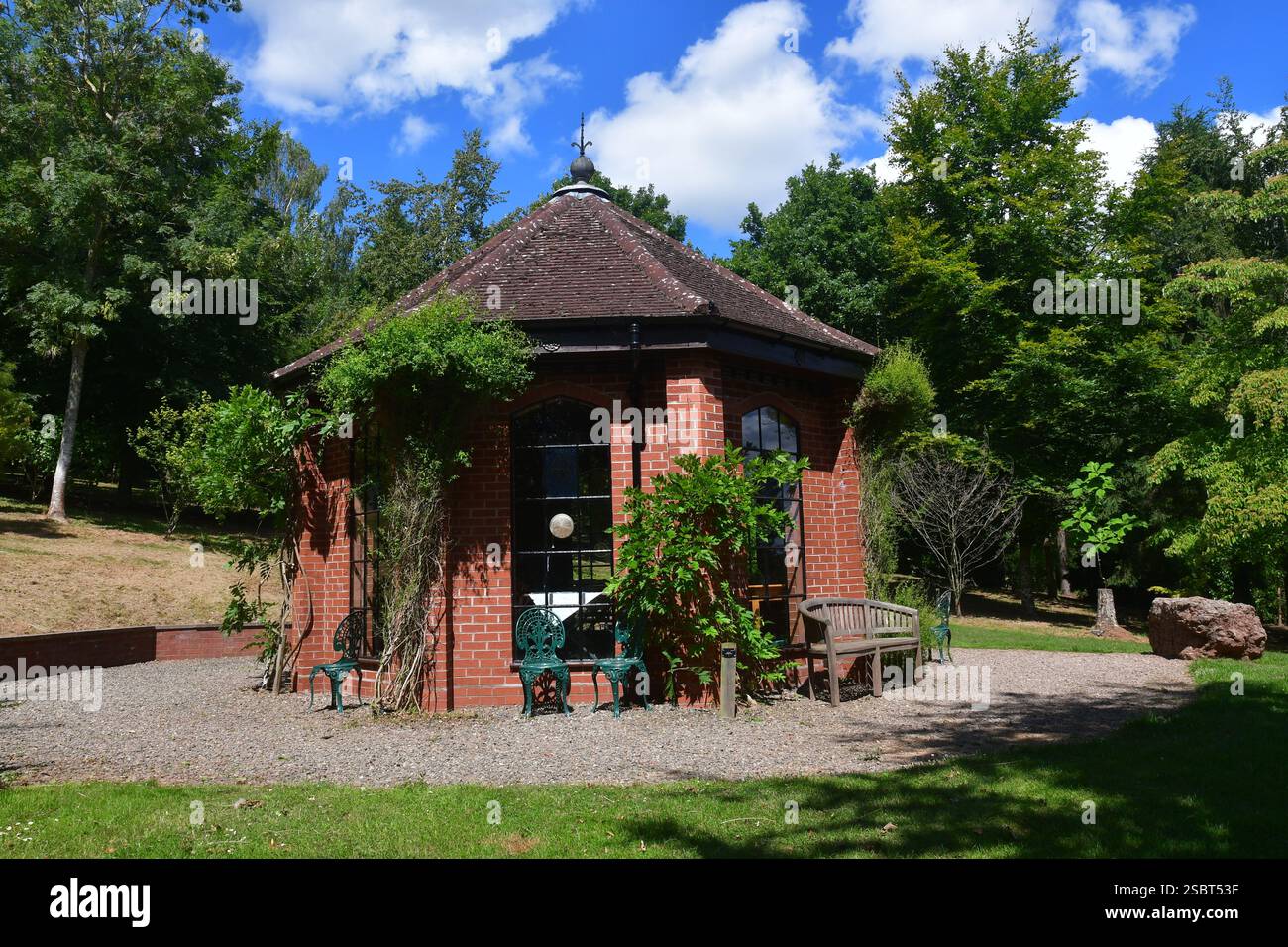 Summer house at Bodenham Arboretum, near Kidderminster, Worcestershire ...