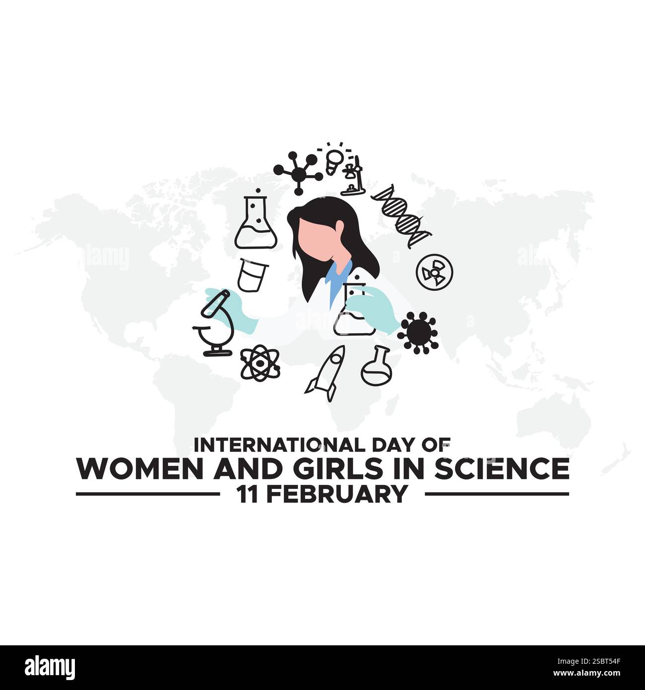 International day of women and girls in Science theme vector ...