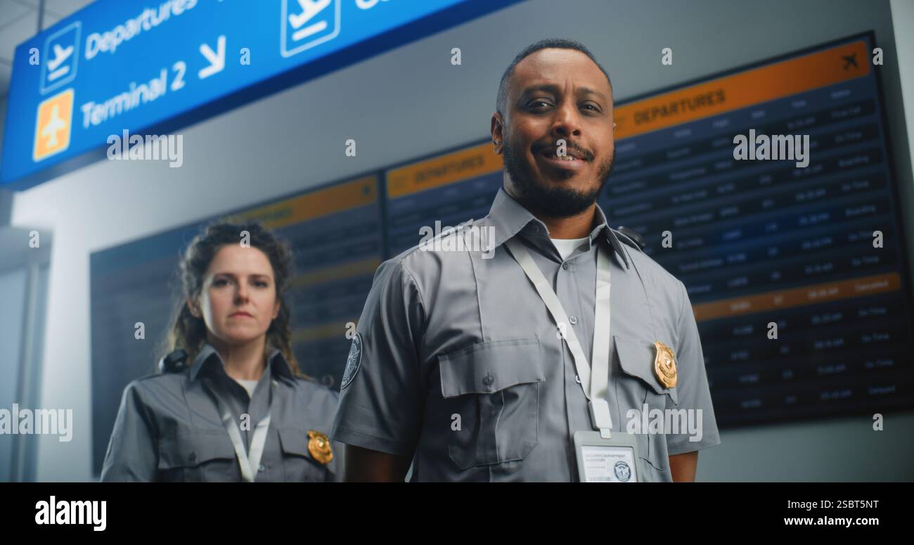 Portrait of Professional Security Officers in International Airport ...