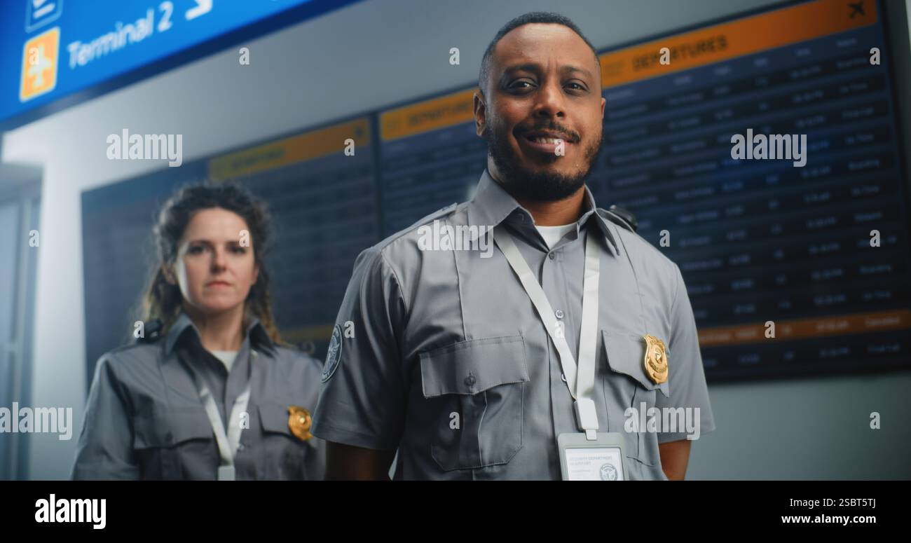 Portrait of Professional Security Officers in International Airport ...