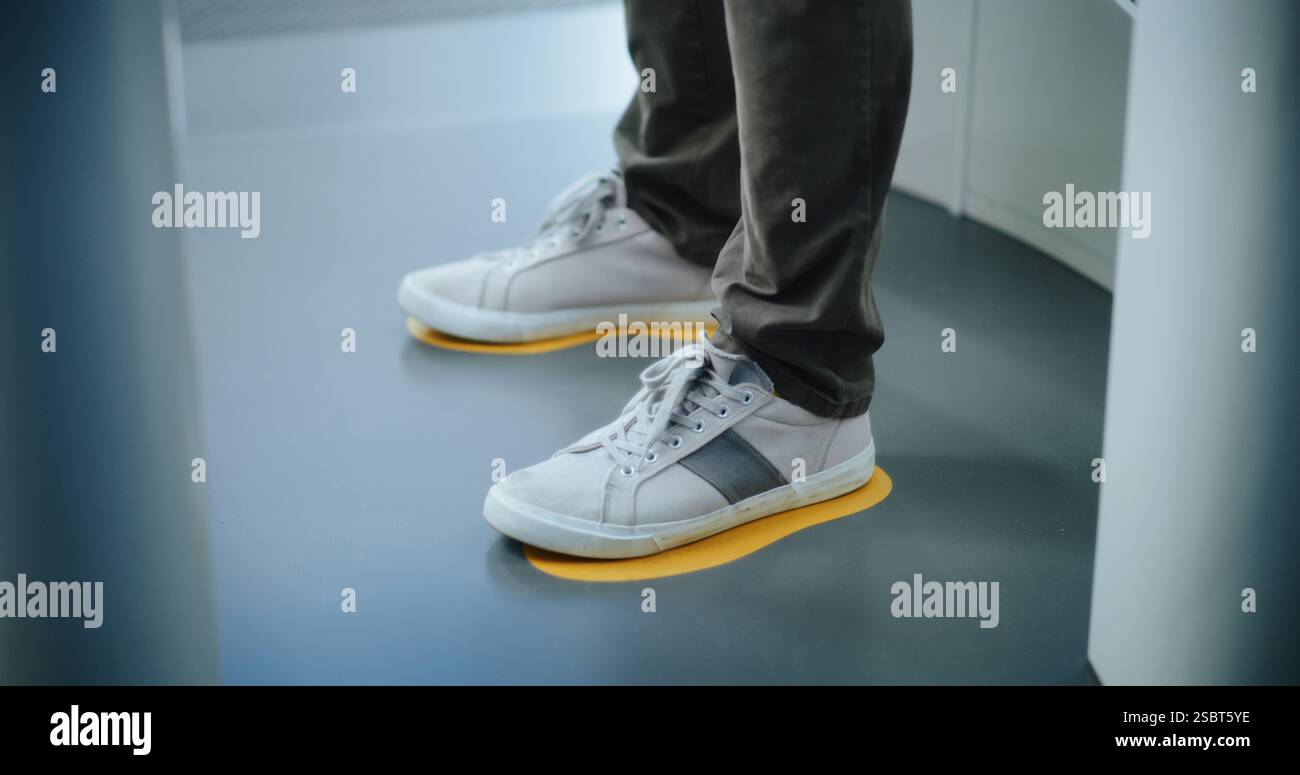 Security Checkpoint in Airport Terminal: Knee Level Shot of ...