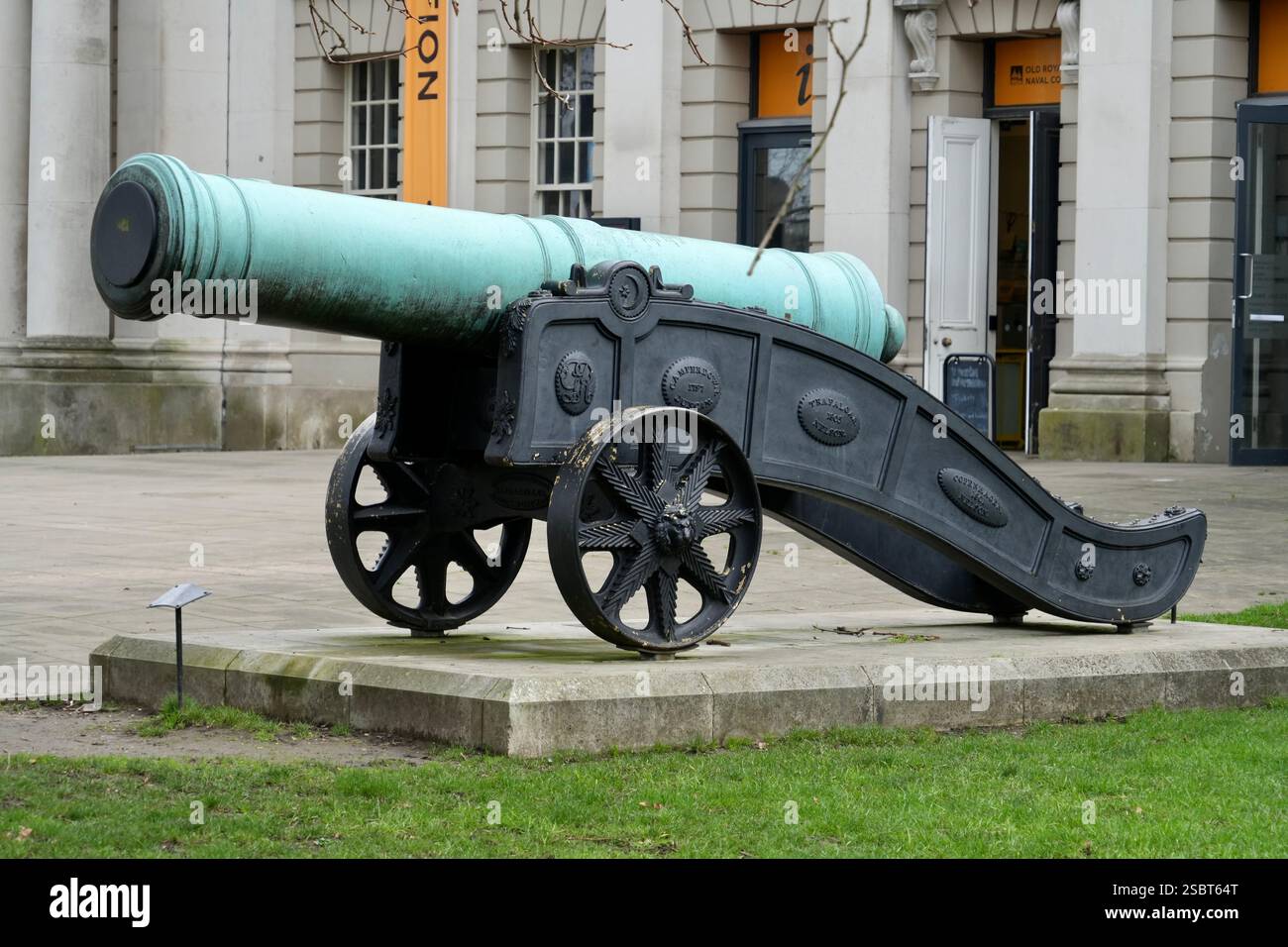 Vintage British Naval Cannon outside The Old Royal Naval College at ...