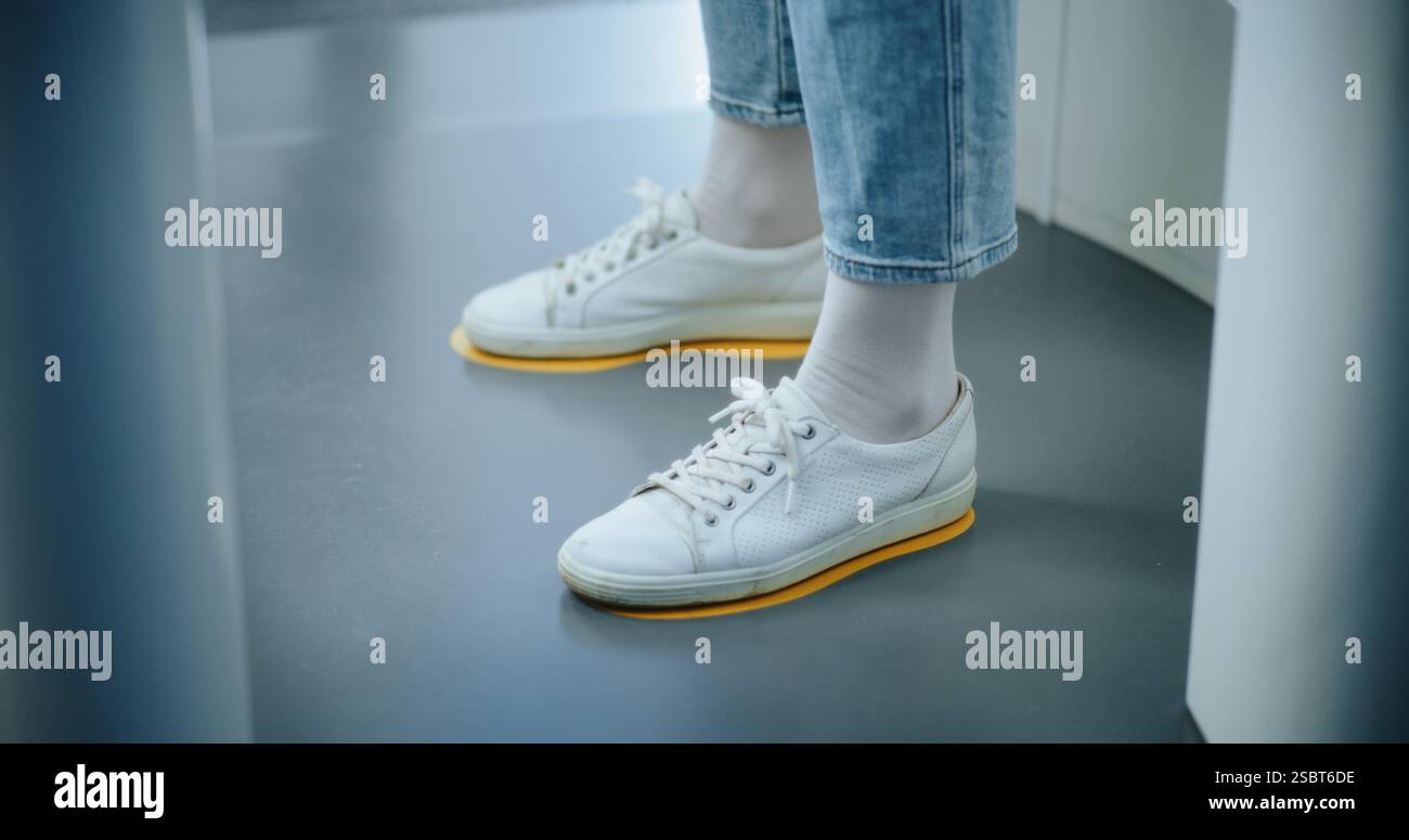 Security Checkpoint in Airport Terminal: Knee Level Shot of ...