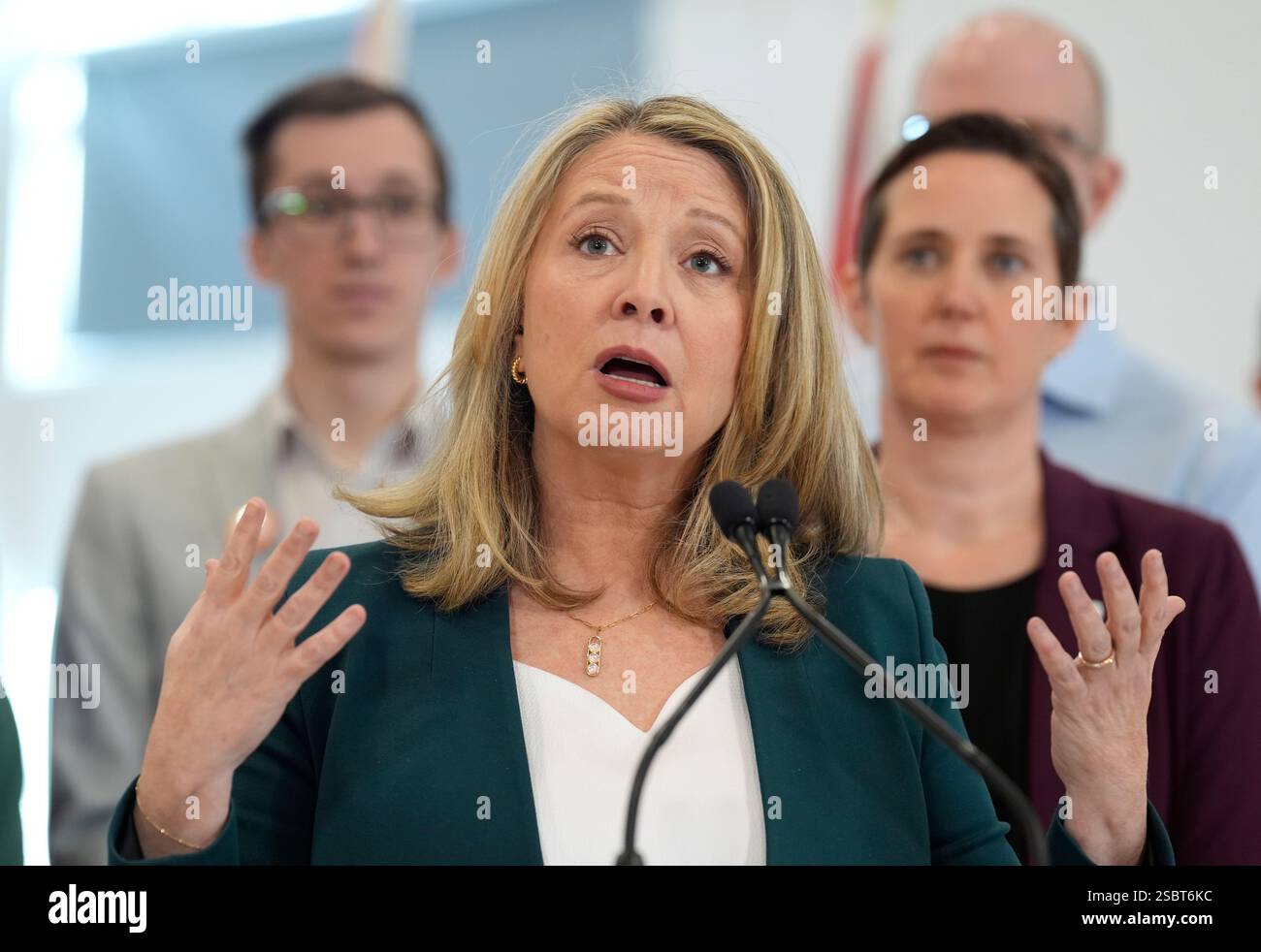 Ottawa, Canada. 04th Feb, 2025. Ontario NDP Leader Marit Stiles speaks ...