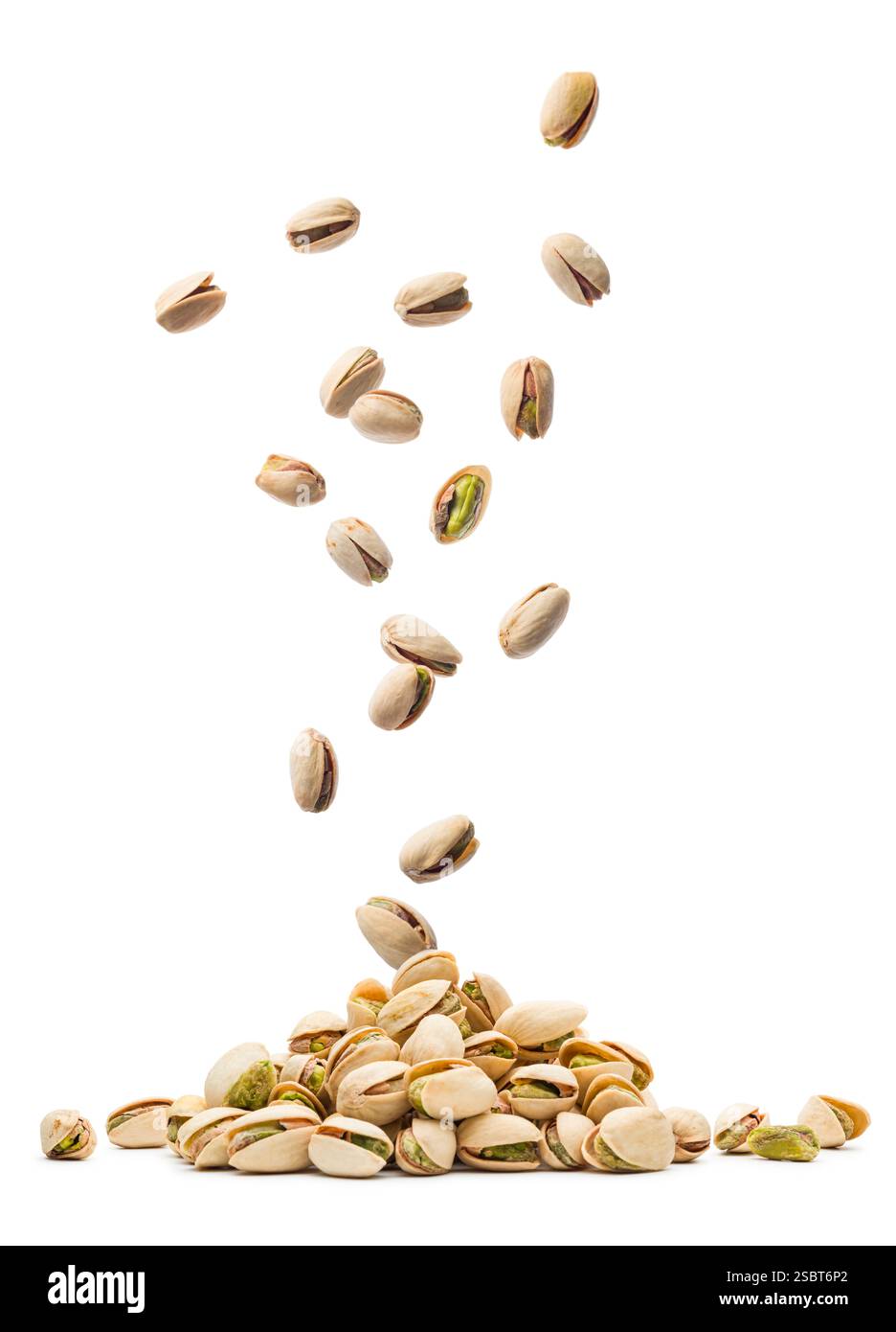 Pistachios falling on bunch isolated on white background Stock Photo ...