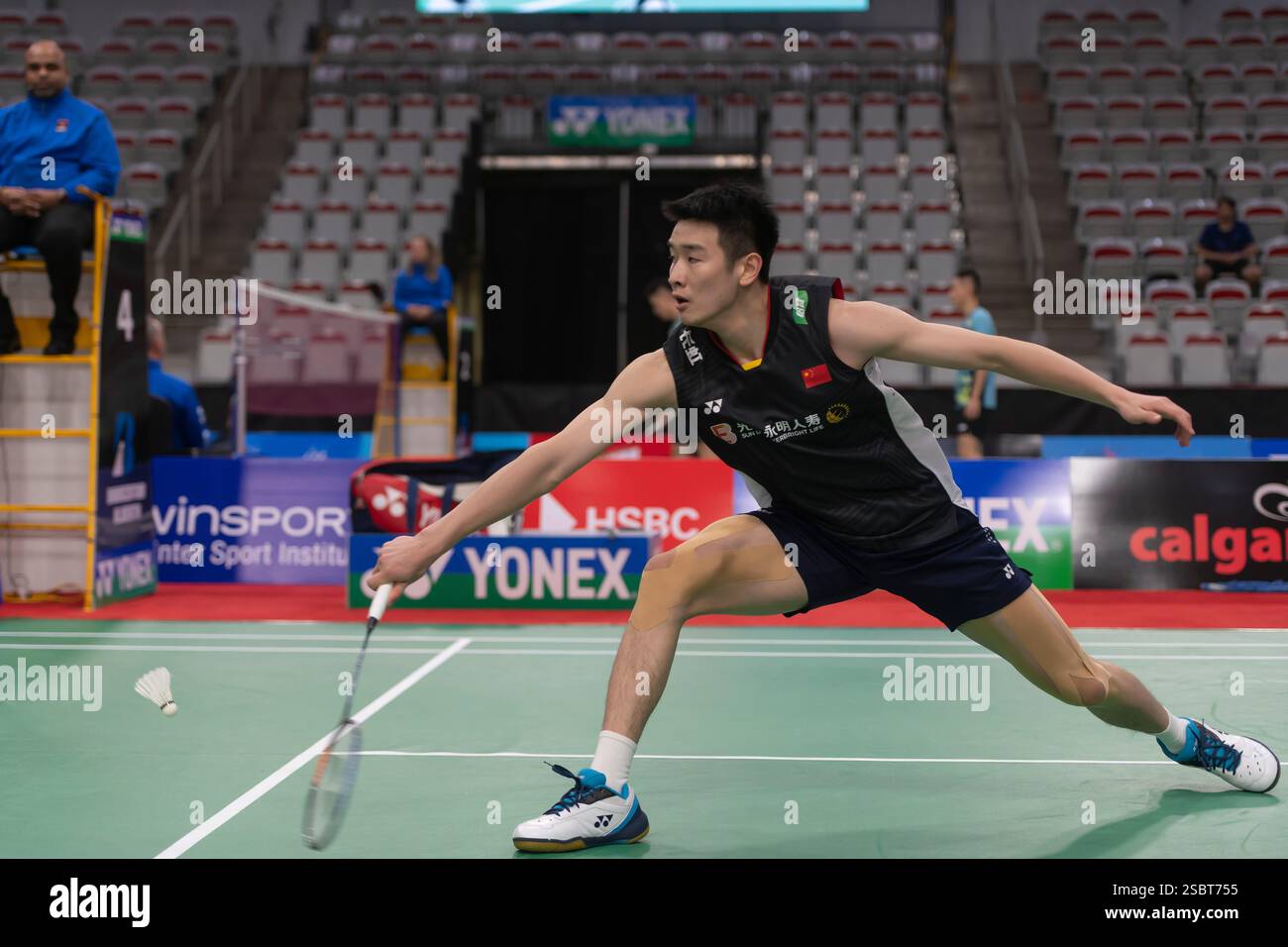 Li Shi Feng (China) compete against Fabian ROTH (Germany) at the 2023 BWF Championships in ...