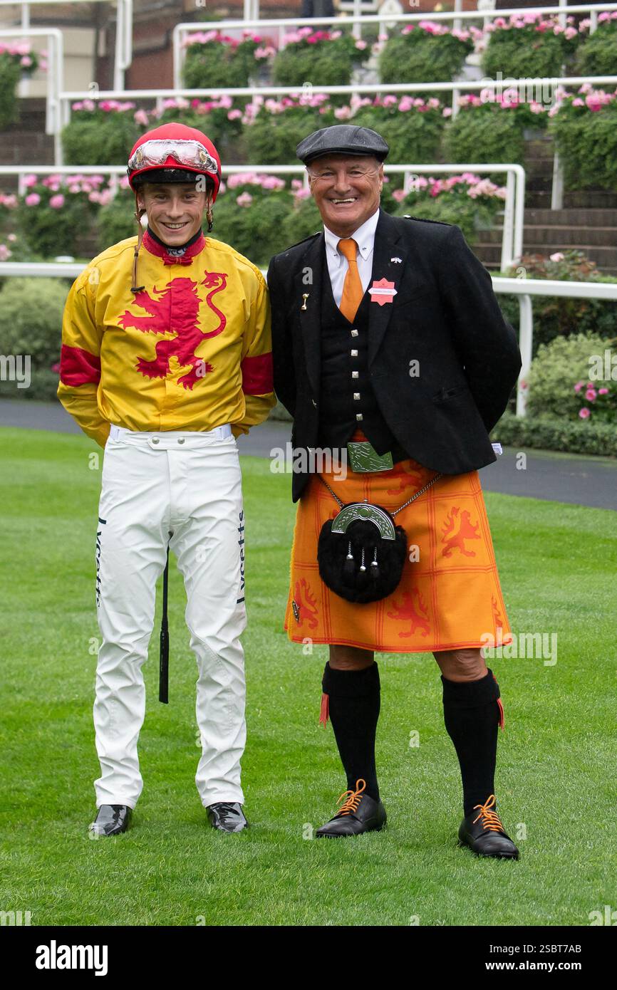 Ascot, UK. 6th September, 2024. Jockey Benoit de la Sayette with owner ...