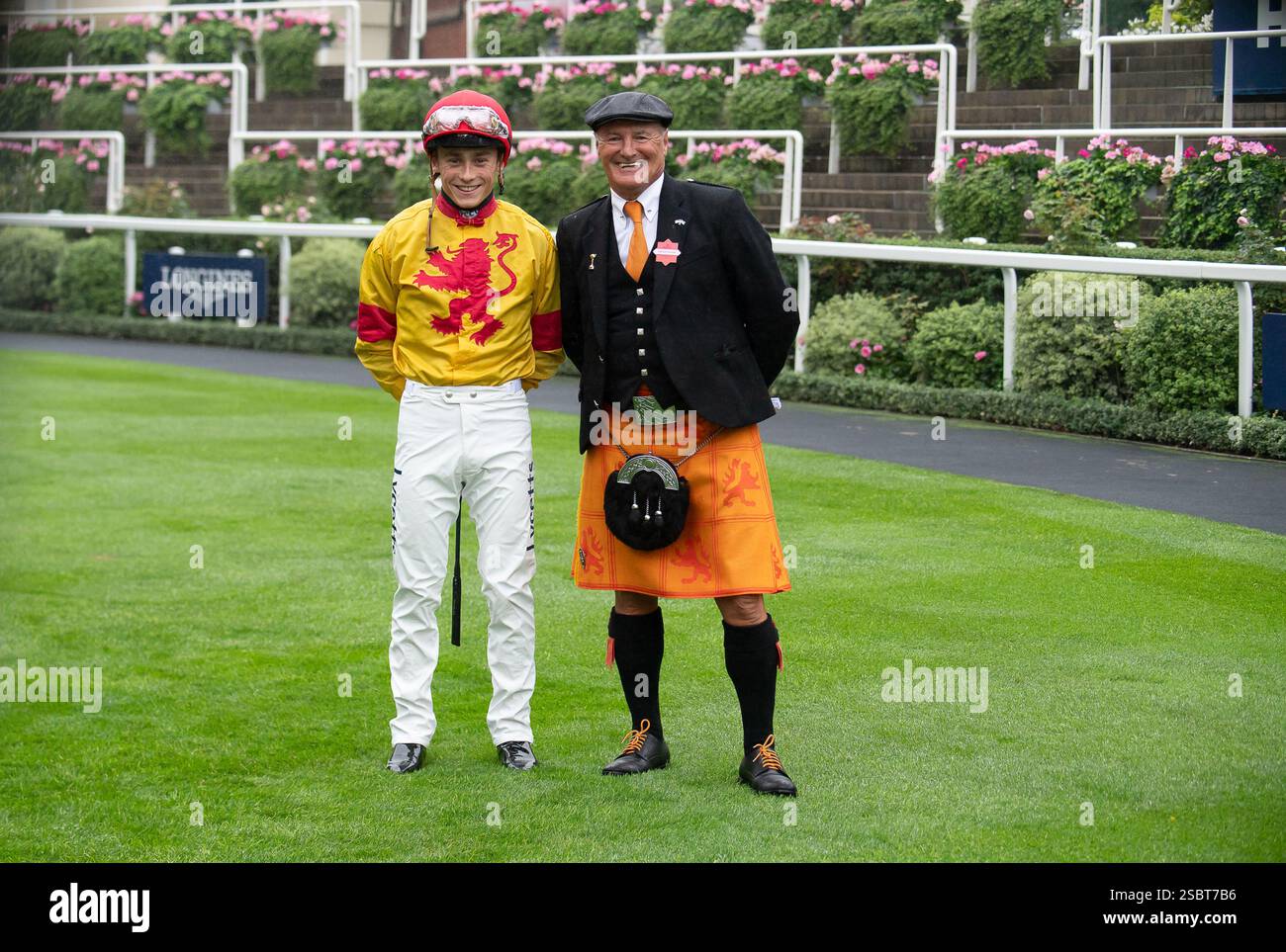 Ascot, UK. 6th September, 2024. Jockey Benoit de la Sayette with owner ...