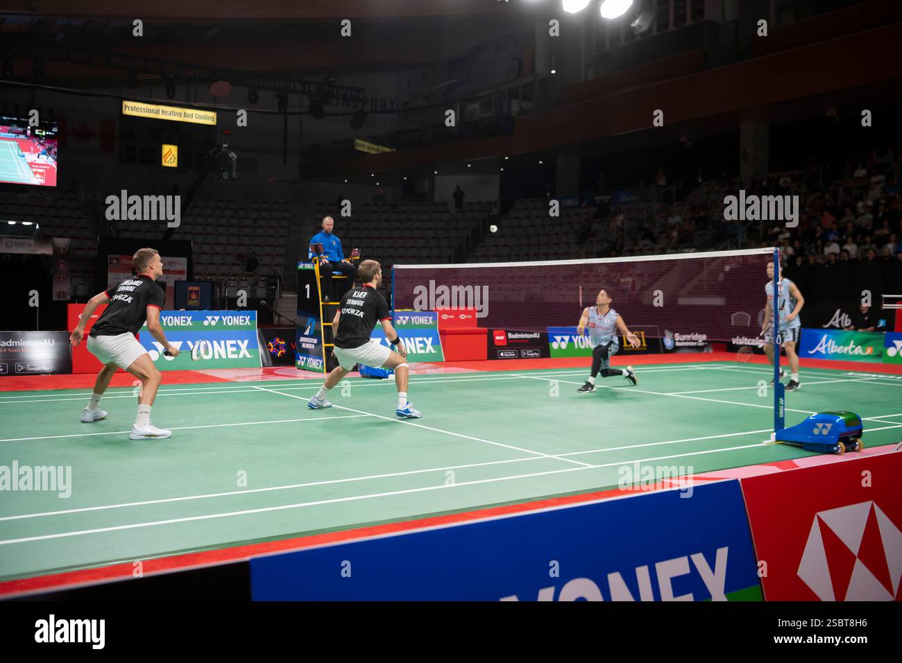 Akira KOGA and Taichi SAITO (Japan) compete against Frederik SØGAARD and Rasmus Kjaer (Denmark ...