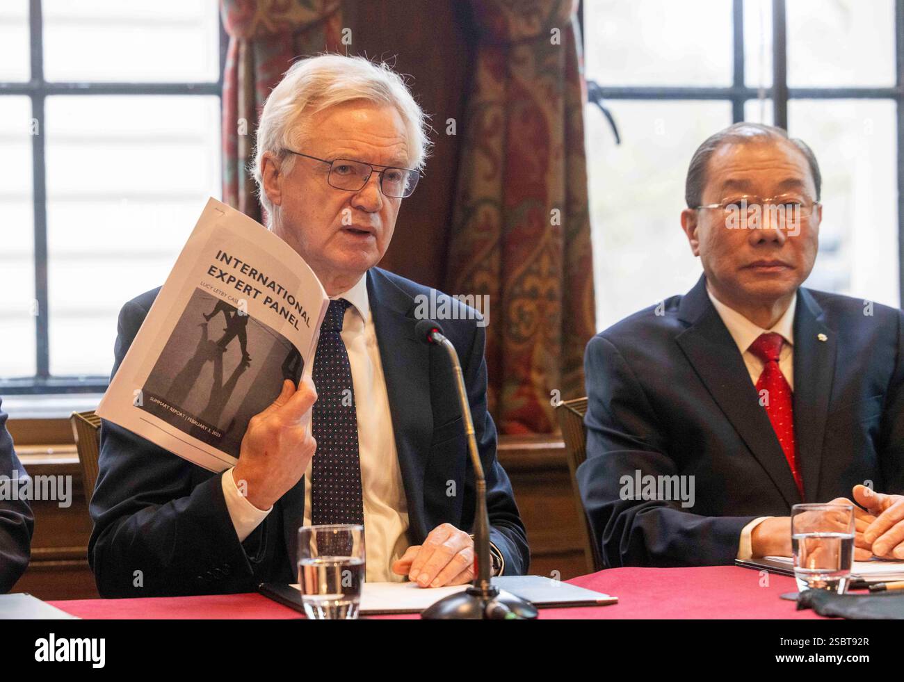 London, UK. 4th Feb, 2025. Sir David Davis with the new report and Dr ...