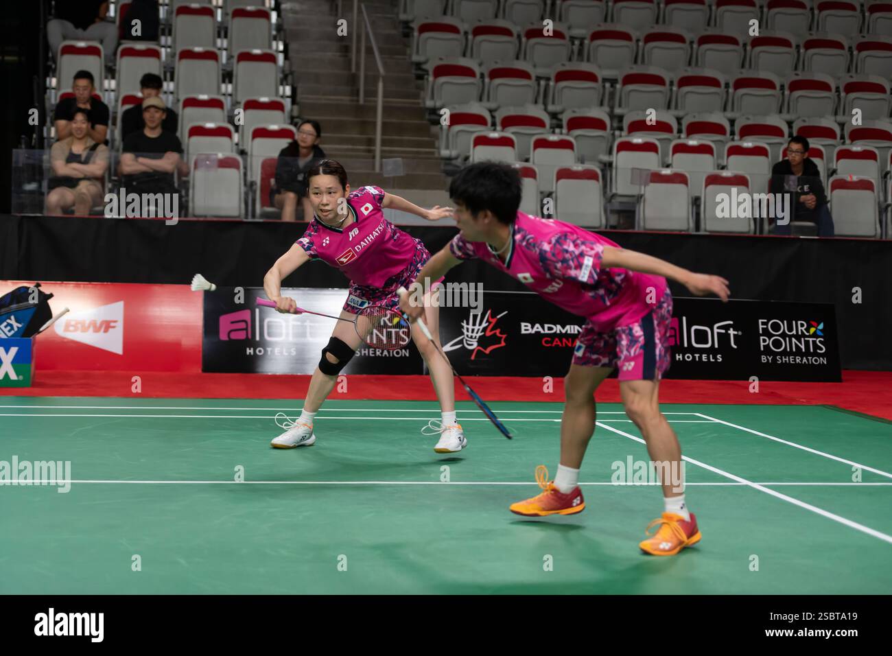 Natsu Saito and Hiroki Midorikawa (Japan) compete against Kyohei Yamashita and Naru Shinoya ...