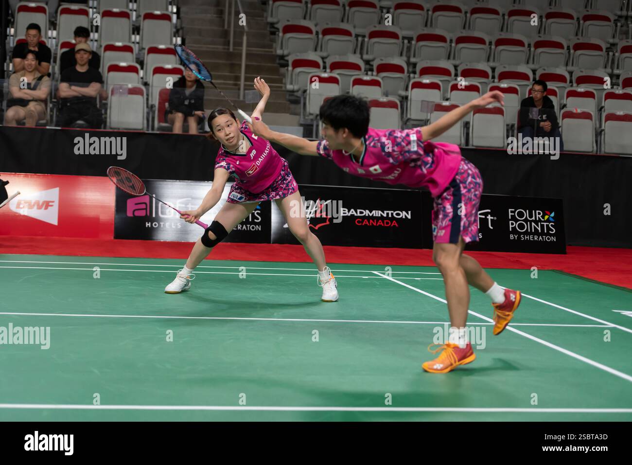 Natsu Saito and Hiroki Midorikawa (Japan) compete against Kyohei Yamashita and Naru Shinoya ...