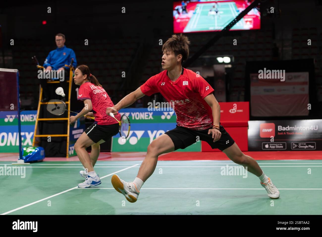 Amalie MAGELUND and Mathias THYRRI (Denmark) compete against Lee Jhe-Huei and Hsu Ya Ching ...