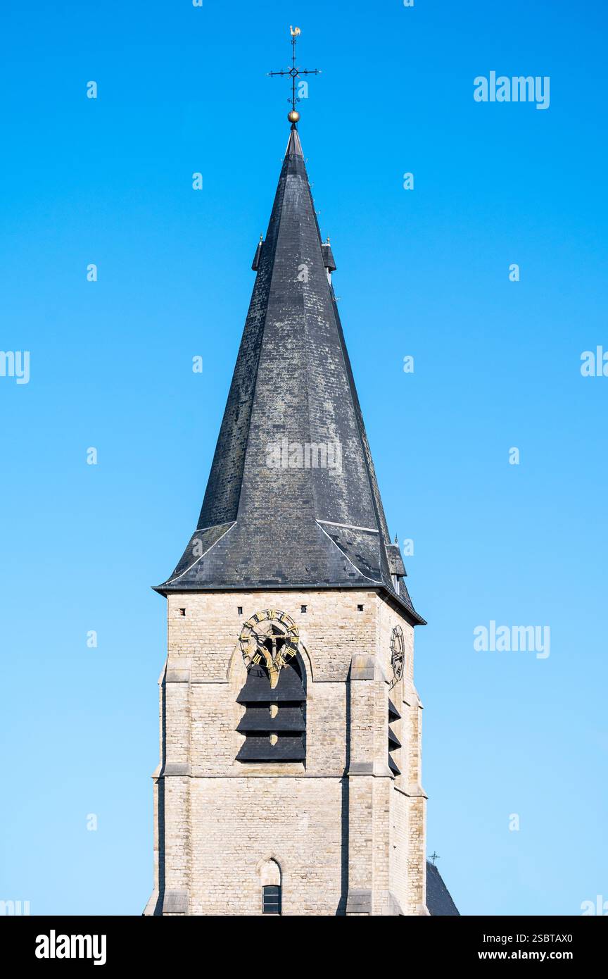 The Saint Stephen catholic church in the village center of Brussegem ...