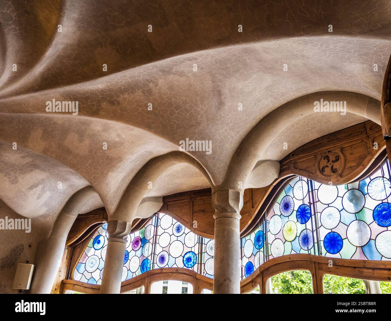 Close up of a ceiling inside the Casa Batlló designed by Antoni Gaudi ...