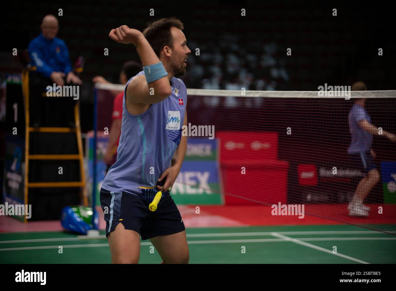 Anders Skaarup Rasmussen and Kim Astrup (Denmark) compete against Wang ...