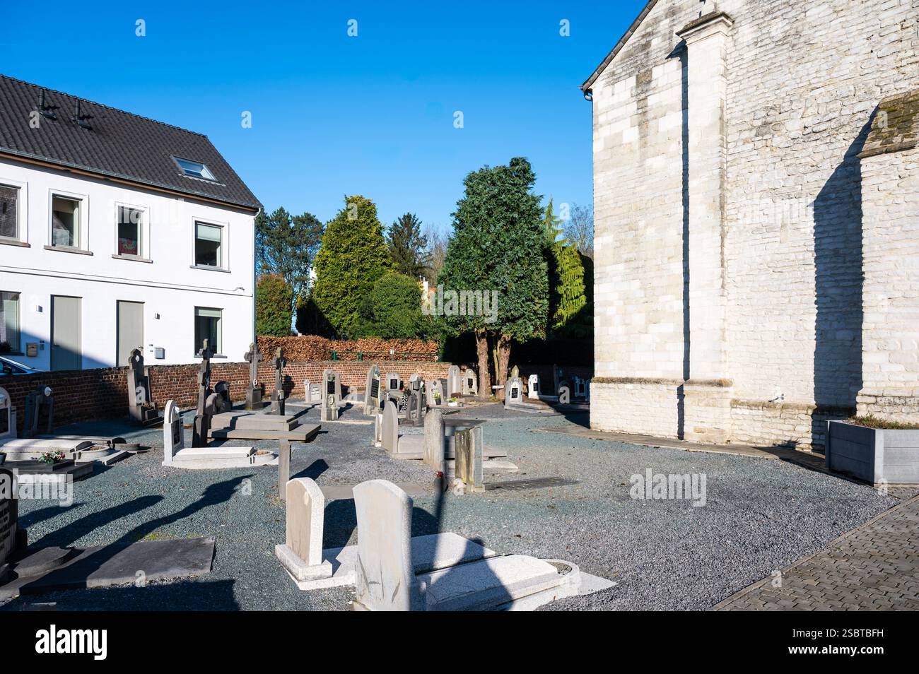 The Saint John The Baptist catholic church and cemetery in the village ...