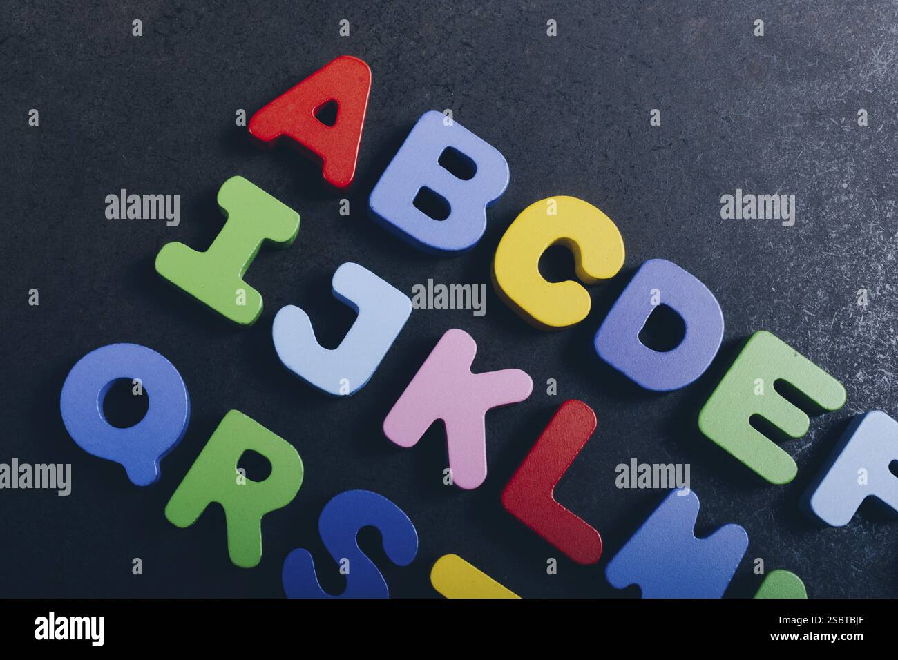 Alphabet ABC wooden letters for early education concept Stock Photo - Alamy