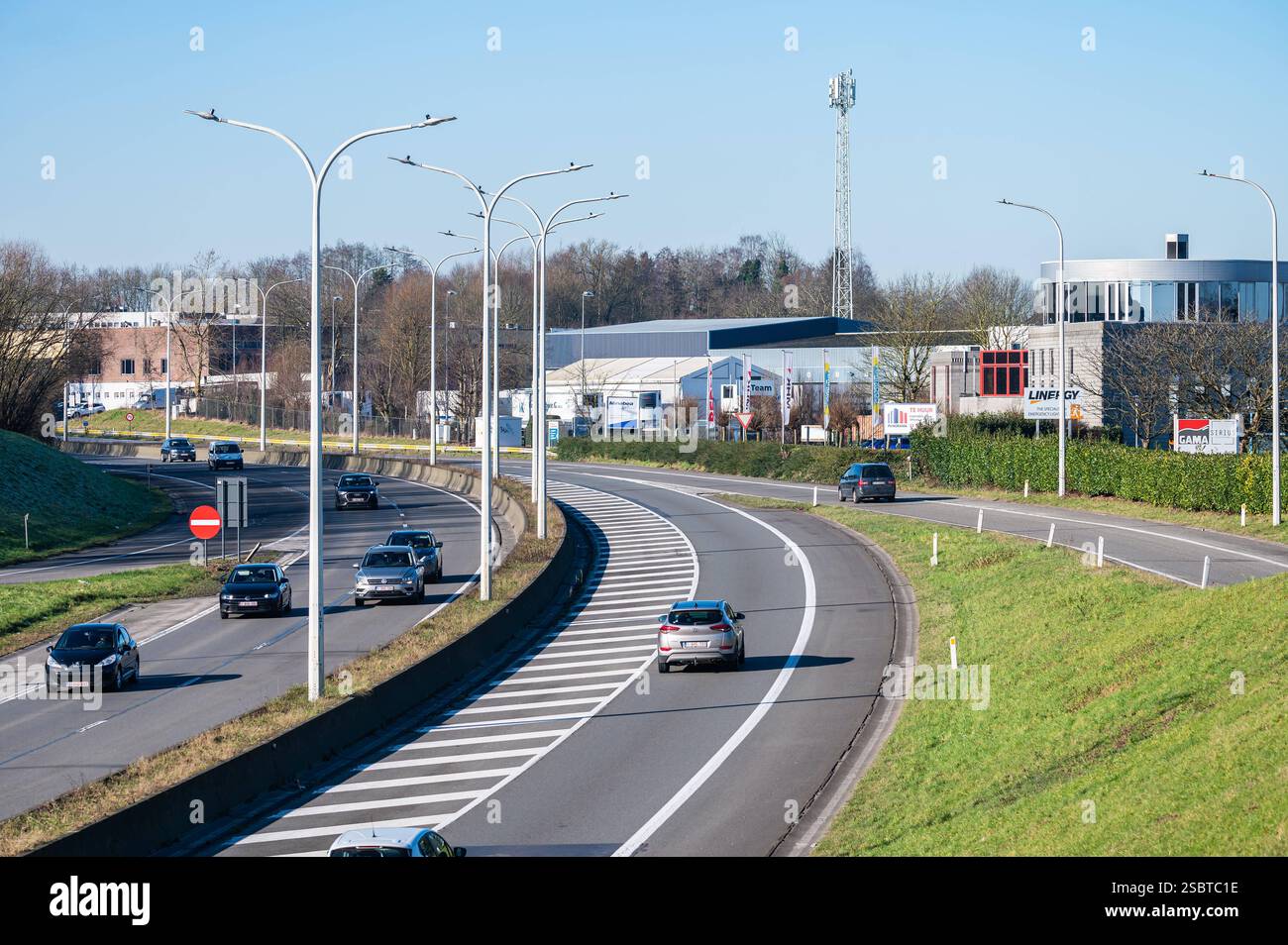 The National road N9 towards the Brussels ring in Zellik, Belgium. FEB ...