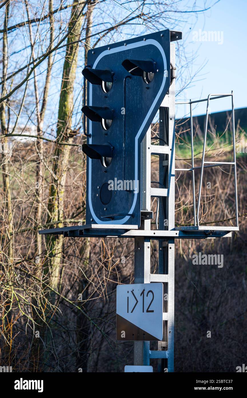 Multiple red light sign for railway tracks safety control, Zellik ...