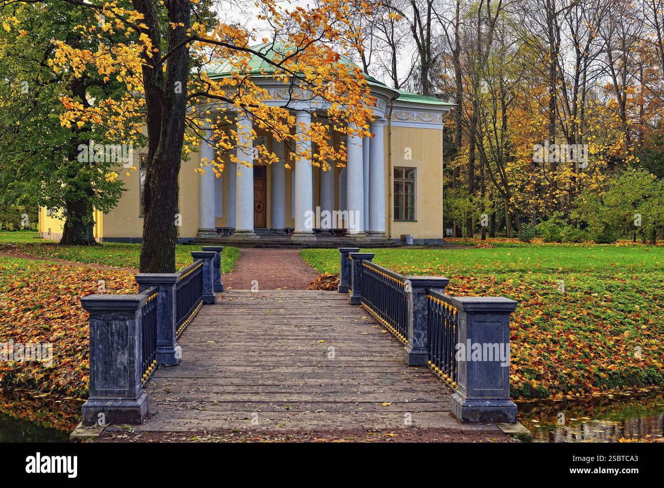 Autumn landscape in Catherine park, Pushkin, Russia. View to the ...